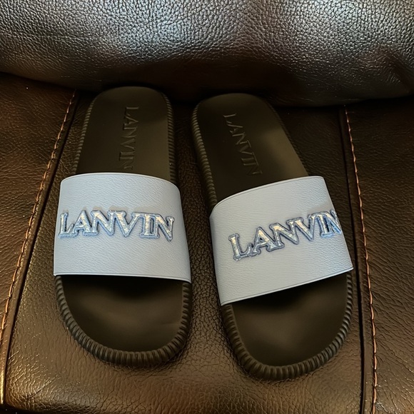 Lanvin | Shoes | Lanvin Mens Logo Patch Slip On Sandal Slides Flip Flop ...